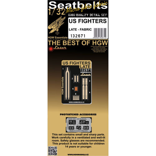 NEW! HGW Models 132671 US Fighters Late Seat Belts (Fabric)