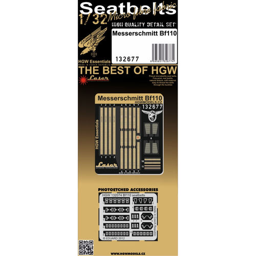 NEW! HGW Models 132677 Messerschmitt Bf-110 - Seat Belts Set