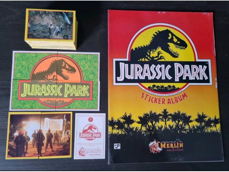 1993 MERLIN JURASSIC PARK KOMPLETAN SET I ALBUM
