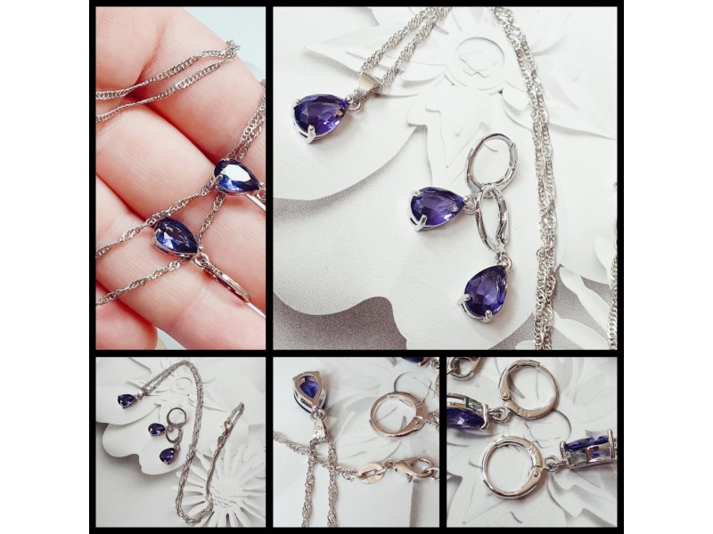 S925 set LILA + ukrasna kesica 161207