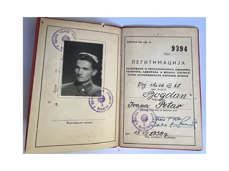 Legitimacija Oficira Generala i Admirala JNA 1959