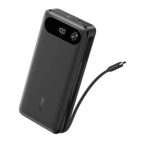 ANKER Power Bank 20.000mAh 87W Sa ugrađenim USB-C kablom na izvlačenje Crni