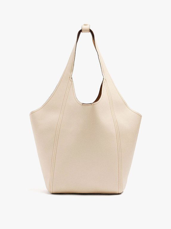 SHOPPER BAG WITH TOPSTITCHING