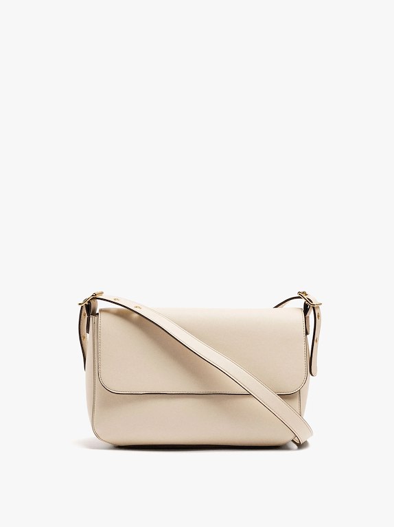 PLAIN CROSSBODY BAG WITH FLAP AND INNER POUCH