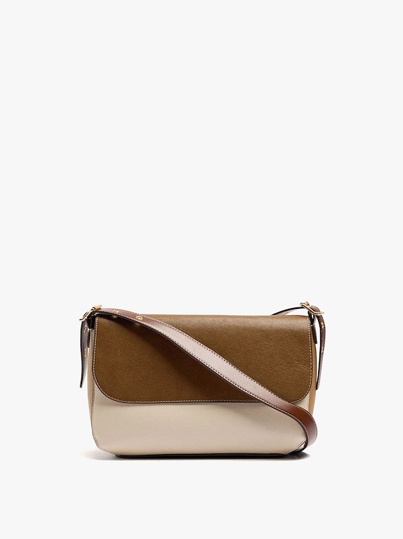 COLOR BLOCK CROSSBODY BAG WITH FLAP AND INNER POUCH
