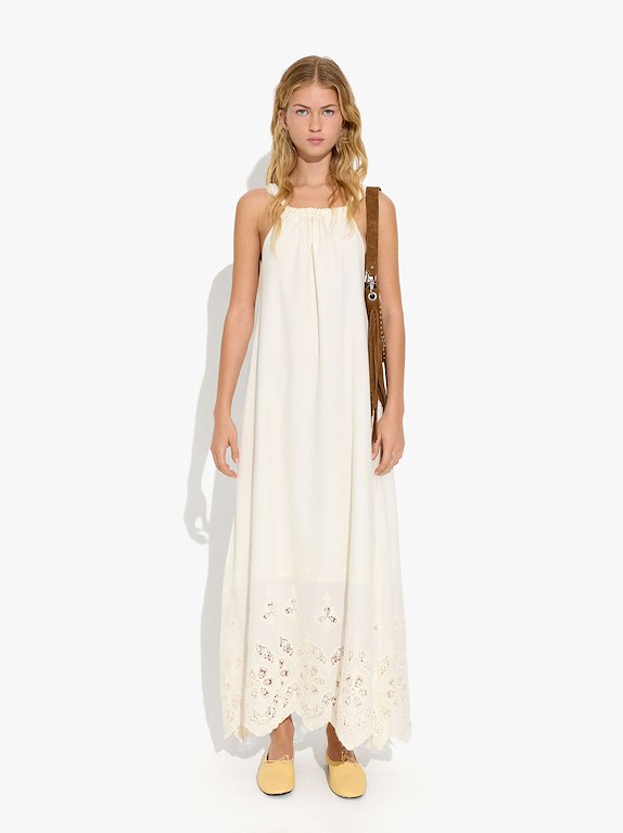 LONG DRESS WITH PERFORATED EMBROIDERY