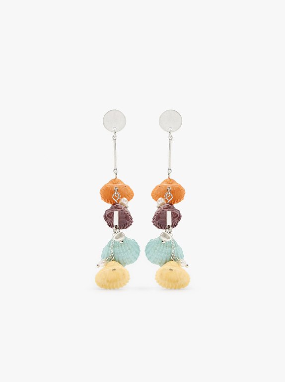 LONG EARRINGS WITH MULTICOLOR SHELLS