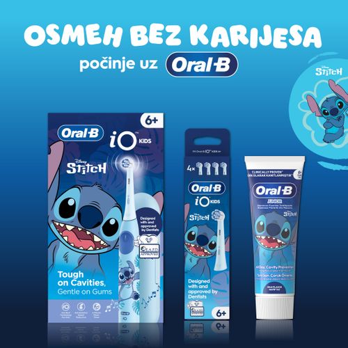Oral-B iO Kids Stitch, Električna četkica + Zamenski nastavci 4 kom + Pasta za zube 75ml