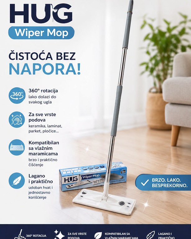 Mop za vlažne maramice HUG Wiper Mop 120cm