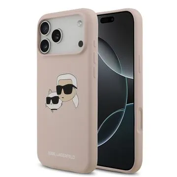 IPHONE 17 PRO MAX KARL LAGERFELD DOUBLE HEADS LIQUID SILICONE MAGSAFE CASE - PINK