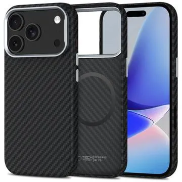 IPHONE 17 PRO MAX TECH-PROTECT ION CARBON PLASTIC CASE - MAGSAFE COMPATIBLE - BLACK / SILVER