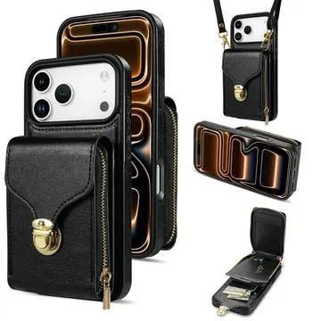 IPHONE 17 PRO MAX ALL-IN-ONE CASE WITH WALLET & STRAP - BLACK