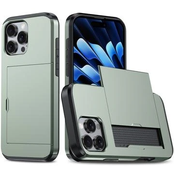 IPHONE 16 PRO MAX HIBRIDNA MASKA SA KLIZNIM SLOTOM ZA KARTICU - VOJNO ZELENA