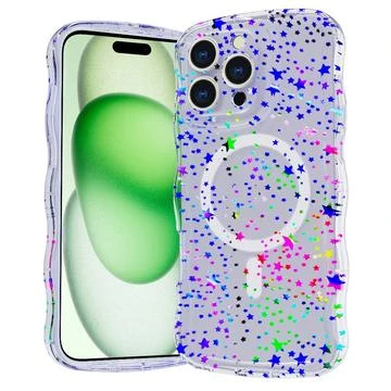IPHONE 15 PRO WAVE-EDGE LASER GLITTER MAGSAFE CASE - STAR