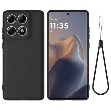 MOTOROLA EDGE 70 PRO LIQUID SILICONE CASE WITH HAND STRAP - BLACK