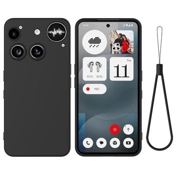 NOTHING PHONE (3) LIQUID SILICONE CASE WITH HAND STRAP - BLACK