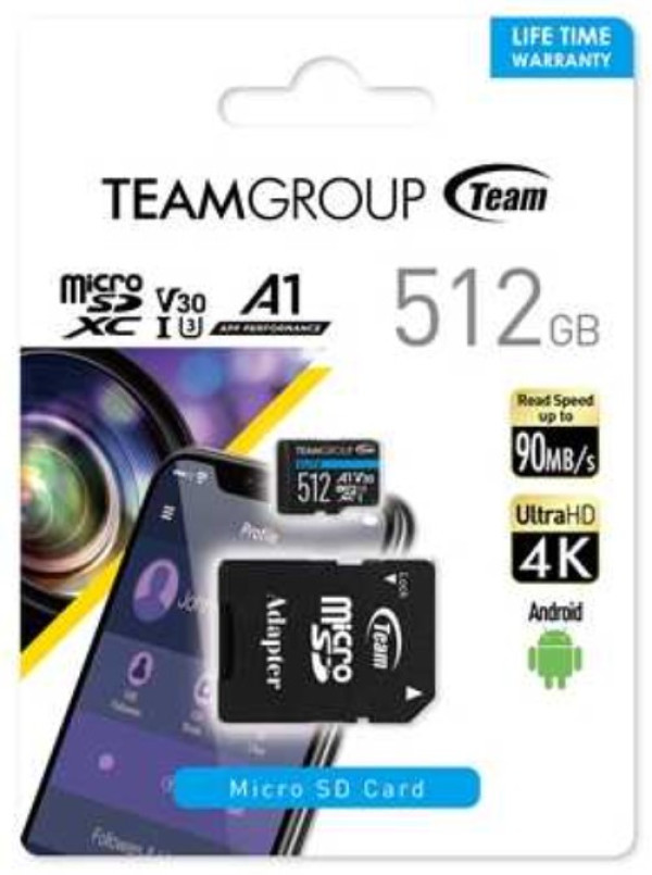 TeamGroup MICRO SDXC 512GB * UHS-I ELITE +SD Adapter TEAUSDX512GIV30A103 (5399)