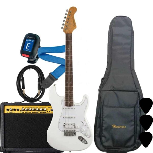 Wakertone VK15-WH 40 komplet paket električna gitara sa pojačalom i opremom