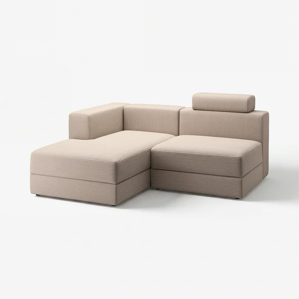 Modul.sofa s 2,5 sed. i lenjivcem, levo s naslonom za glavu/Samsala sivo-bež