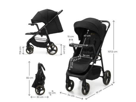 KINDERKRAFT Kolica za bebe sa tacnom trig 3 black