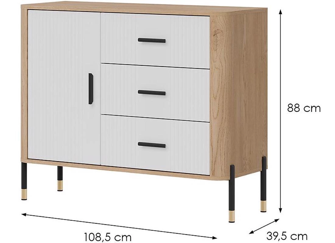 Dante Dt03 komoda 108,5x39,5x88 hrast/bijela