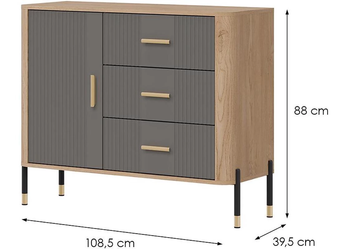 Dante Dt03 komoda 108,5x39,5x88 hrast/siva