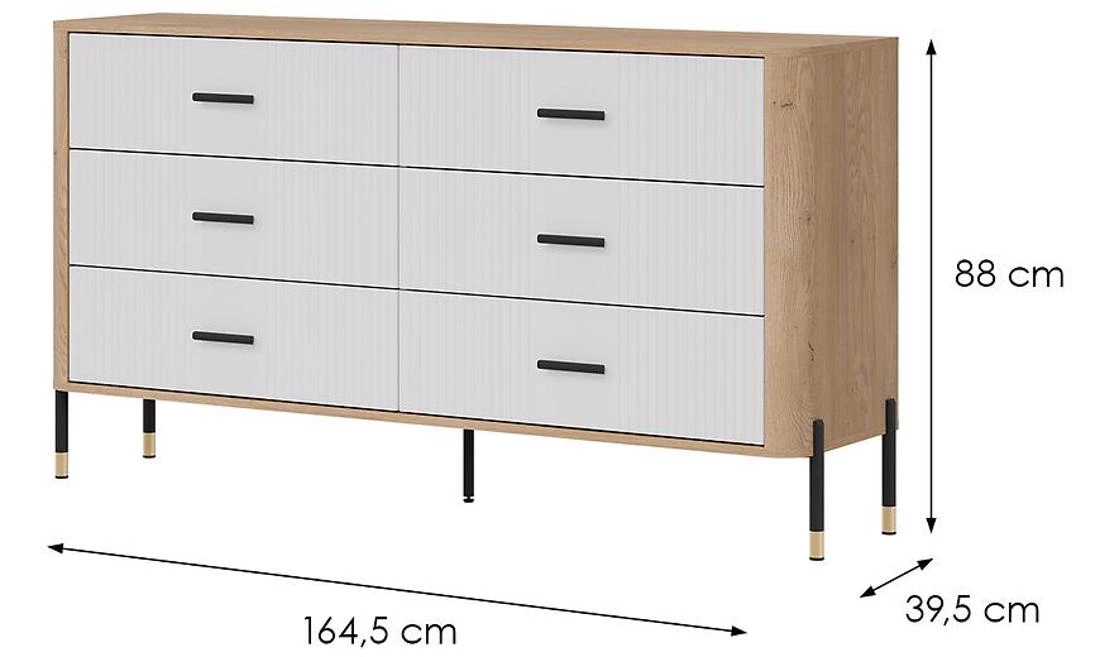 Dante Dt05 komoda 164,5x39,5x88 hrast/bijela