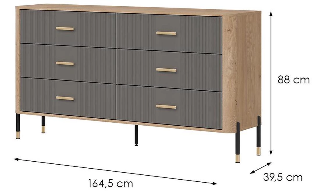 Dante Dt05 komoda 164,5x39,5x88 hrast/siva