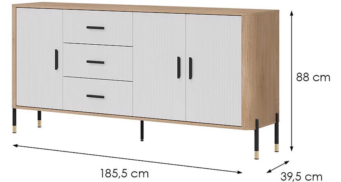 Dante Dt07 komoda 185,5x39,5x88 hrast/bela