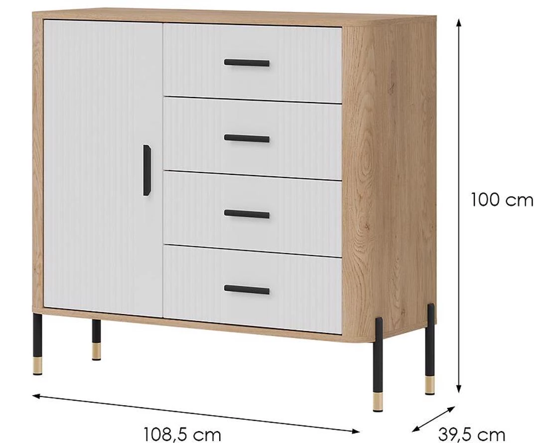 Dante Dt08 komoda 108,5x39,5x100 hrast/bela