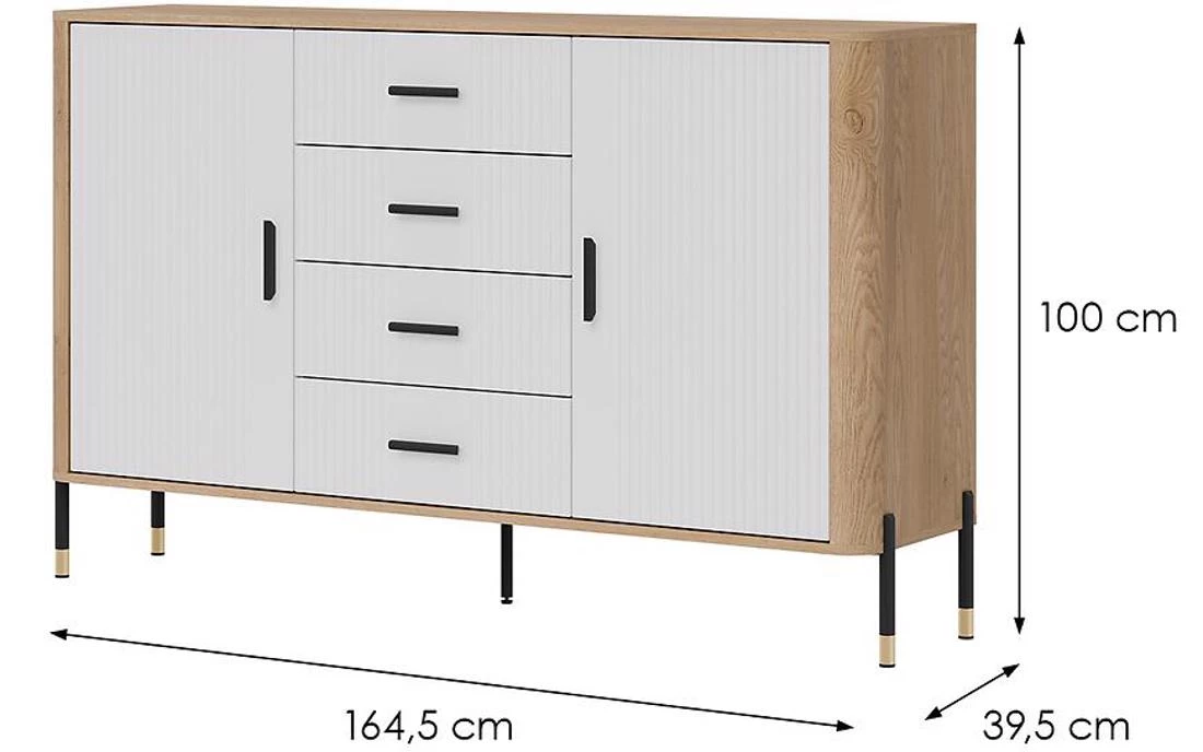 Dante Dt09 komoda 164,5x39,5x100 hrast/bijela