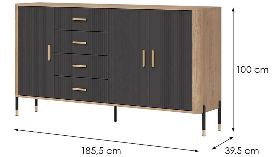 Dante Dt10 komoda 185,5x39,5x100 hrast/antracit