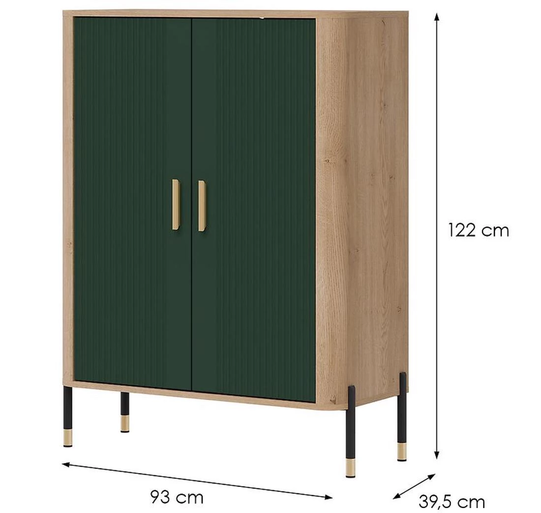 Dante Dt11 komoda 93x39,5x122 hrast/zelena