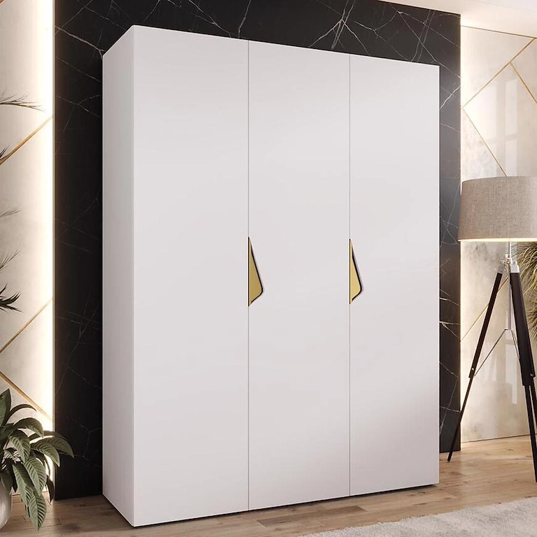 Sandi ormar 150x50x202 cm bela/zlatna