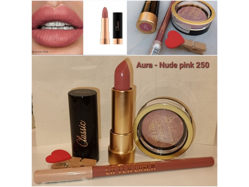 Max Factor rumenilo + Aura ruz + Maybelline Lifter olov