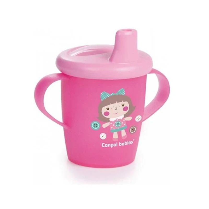 Canpol šolja za bebe Non Spil Toys Pink, 250ml, 12m+