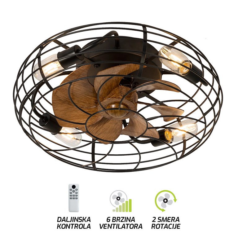 Plafonska lampa sa ventilatorom FV7003-48 BK