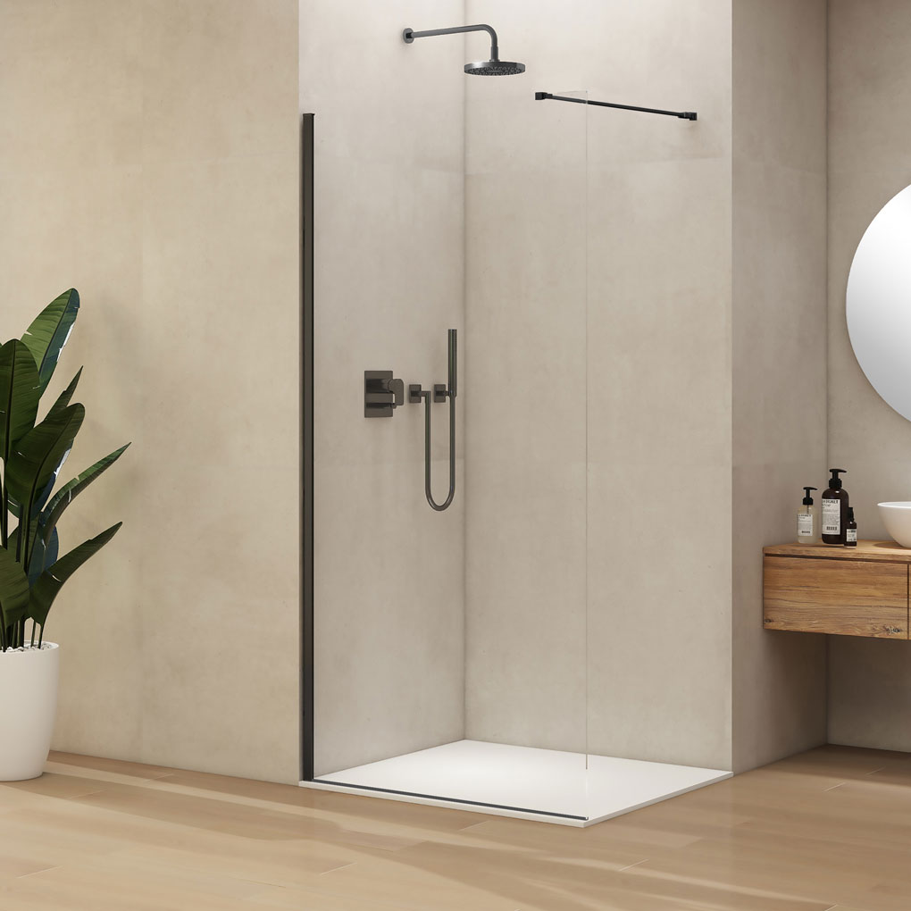 Roccia paravan 800×200 black/proziran