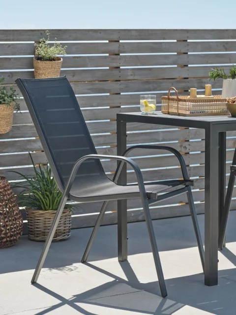 Proizvod sa nedostatkom - OUTLET - 1 - Baštenska stolica Lark čelik/tekstil crna ( 3786940 )