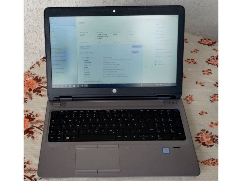 HP Probook 650 G2 I7-6820hq-8GB DDR4-256GB ssd