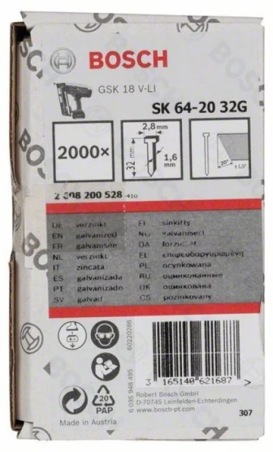 Bosch SK64 20G Ravni ekser sa upuštenom glavom 32 mm pocinkovana ( 2608200528 )