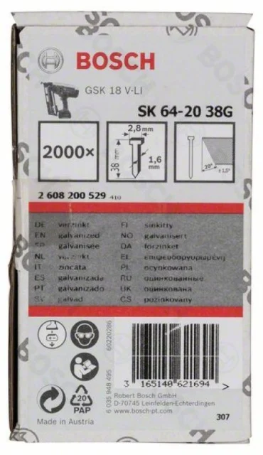 Bosch Ravni ekser sa upuštenom glavom SK64 20G 38 mm pocinkovana ( 2608200529 )
