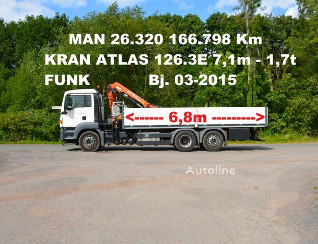 MAN TGS 26.320 PRITSCHE FRONT KRAN ATLAS 126 FUNK kamion s ravnom platformom