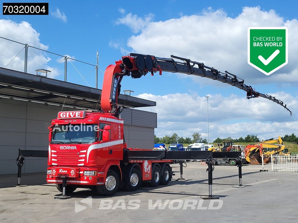 Scania G490 8X4 EFFER 1750/8S + JIB 6S Crane Kran Winch Big-Axle Automa kamion s ravnom platformom