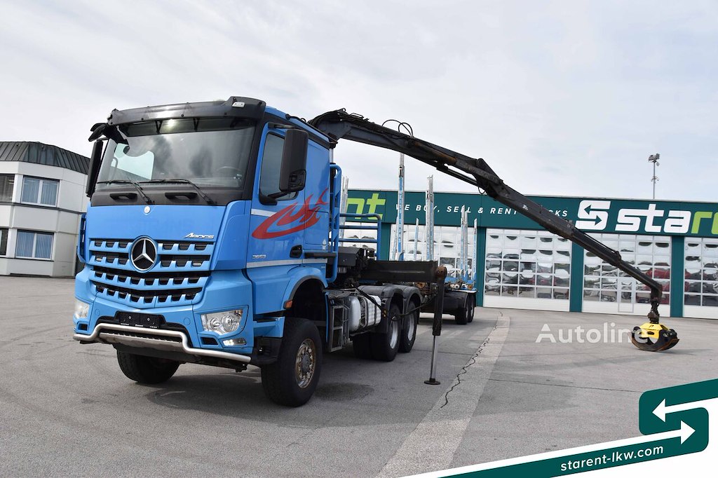 Mercedes-Benz Arocs 3653 6x6 Penz Holz kran + Ressenig Holzrungenauflieger aus kamion za prevoz drva + šumarska prikolica