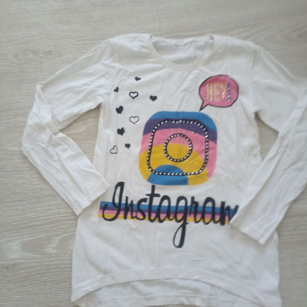 Dečija majica sa dugim rukavima – Instagram motiv - Boja: bela -