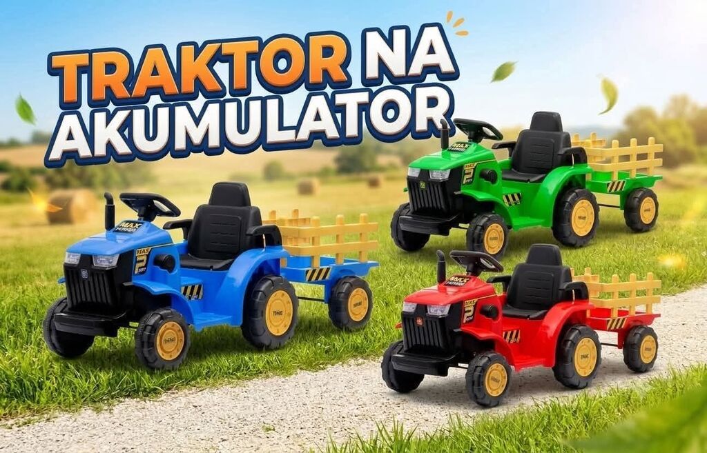 Akumulatorski dečji traktor sa prikolicom - Električni traktor za
