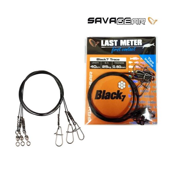 SAVAGE GEAR SAJLE BLACK 7 TRACE 30CM 0.45MM 11KG/3 KOM