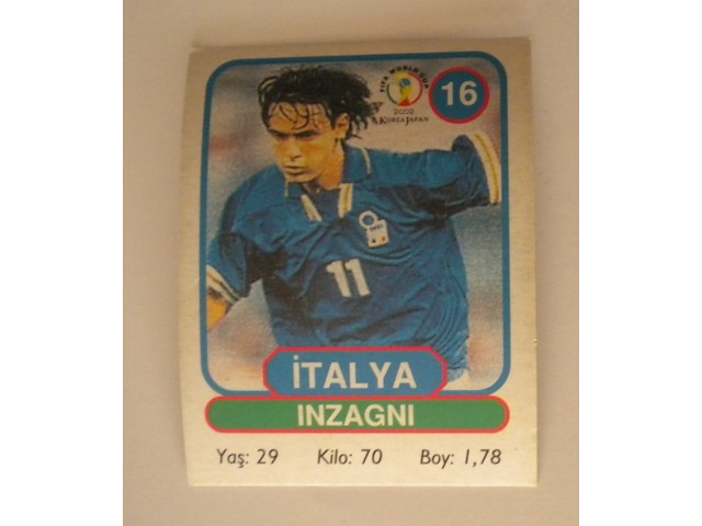 Kartica iz žvaka `WC 2002-Filipo Inzagi`