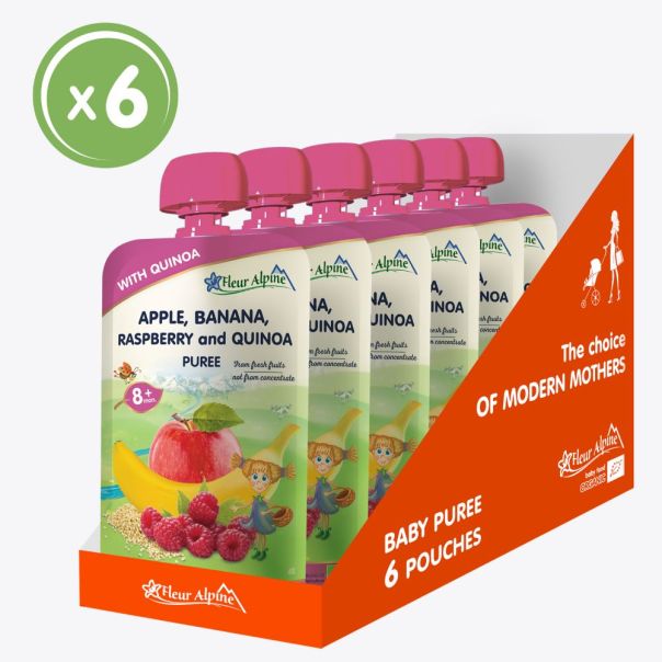 Fleur Alpine organski pire sa malinom i kinoom 8+, 120 g x 6 kom